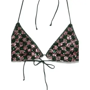 Oseree Lace-up Bikini Set With Sequin Embellishment