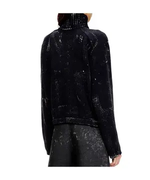 DIESEL® M-marcellette Half-zip Distressed Jumper - Black