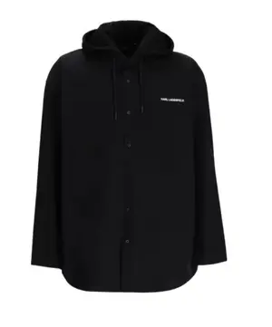Karl Lagerfeld Logo Lettering Hooded Jacket - Black