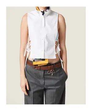 Miu Miu Sleeveless Side-tie Shirt - White