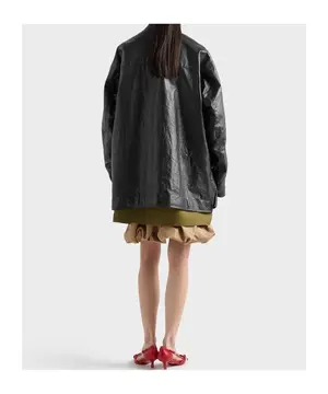Prada Antiqued Leather Caban Jacket - Black
