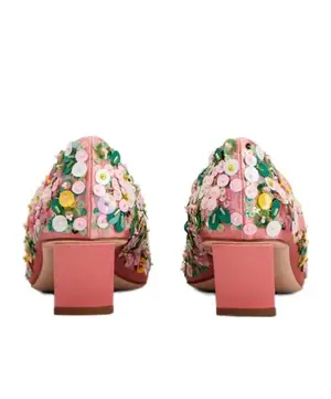 ROGER VIVIER Belle Vivier Sequined Pumps With Metal Buckle - Pink