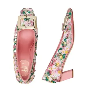 ROGER VIVIER Belle Vivier Sequined Pumps With Metal Buckle - Pink