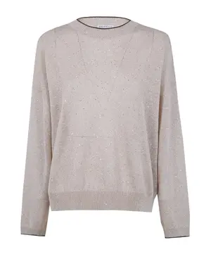 Brunello Cucinelli Embellished Crewneck Jumper - Gray