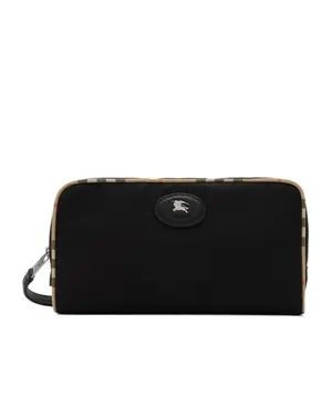 Burberry Medium Check Trim Travel Pouch - Black