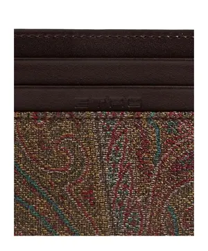 Etro Paisley Printed Logo Embossed Wallet - Black