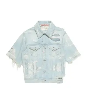 Acne Studios Distressed Denim Short Sleeve Jacket - No
