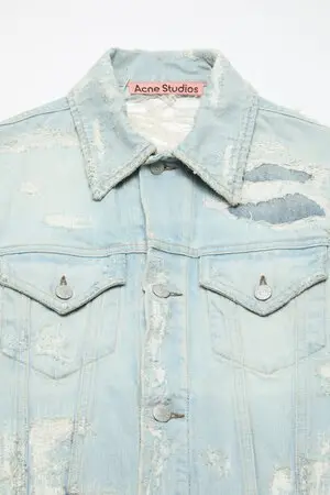 Acne Studios Distressed Denim Short Sleeve Jacket - White