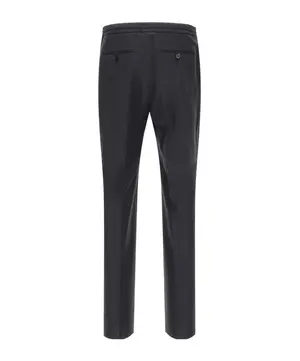 Zegna Oasi Lino Straight Leg Trousers - Black