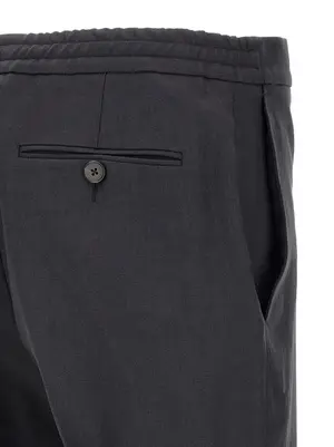 Zegna Oasi Lino Straight Leg Trousers - Black