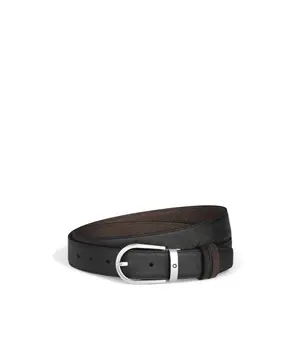 Montblanc Horseshoe Pin Buckle Leather Belt - Black