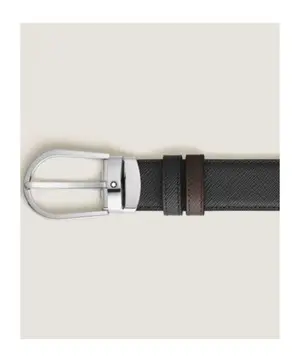Montblanc Horseshoe Pin Buckle Leather Belt - Black