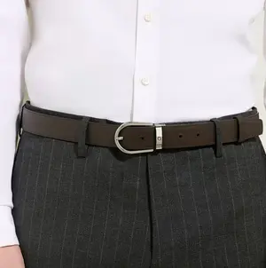 Montblanc Horseshoe Pin Buckle Leather Belt - Black