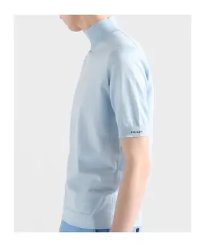 Prada Short Sleeve Mock Neck Knit Jumper