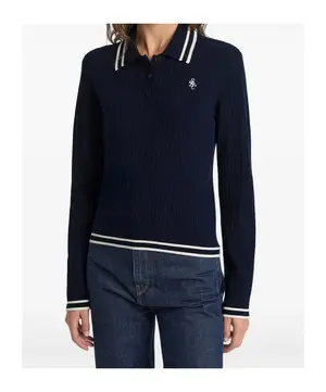SPORTY  RICH Sporty & Rich Long-sleeved Polo Sweater