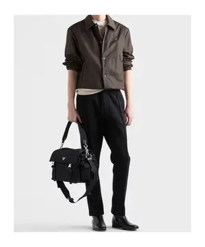 Prada Triangle-logo Button-up Coat