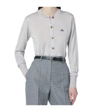 VIVIENNE WESTWOOD Logo Embroidered Knitted Cardigan - Gray