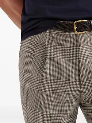 Brunello Cucinelli Prince Of Wales Checkered Pleated Trousers - Gray