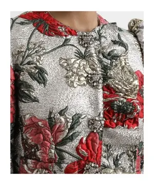 Dolce & Gabbana Single-breasted Floral Jacket With Ruffles - Gray