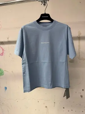 Balenciaga Logo Printed Crewneck T-shirt - Blue