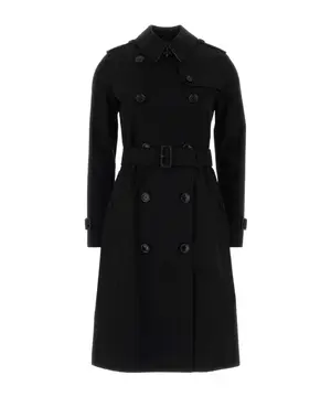 Burberry Double Breasted Belted Trench Coat - Black