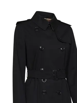 Burberry Double Breasted Belted Trench Coat - Black