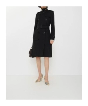 Burberry Double Breasted Belted Trench Coat - Black