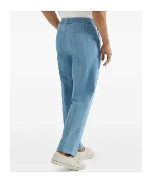 Brunello Cucinelli Lightweight Denim Trousers With Double Pleats - Blue