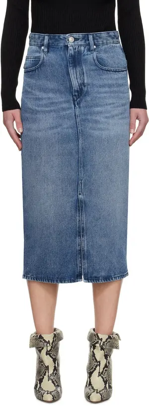 Isabel Marant Étoile High-waist Denim Midi Skirt With Front Slit