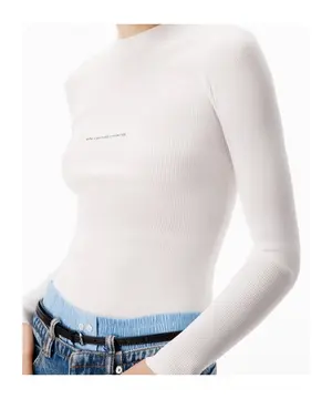 Alexander Wang Logo Ribbed Long Sleeve T-shirt