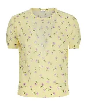 JIL SANDER Floral Print Crewneck T-shirt - Yellow