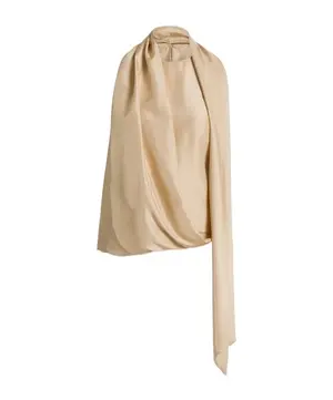 Alberta Ferretti Silk Top With Scarf Detail - Light Brown