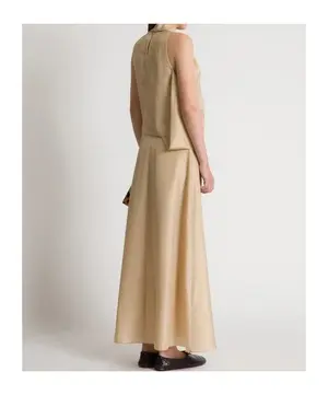 Alberta Ferretti Silk Top With Scarf Detail - Light Brown