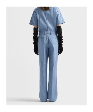 Prada Pleated Straight-leg Trousers - Pilot Blue