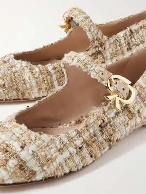 GIANVITO ROSSI Round Toe Ballet Flats With Adjustable Buckle