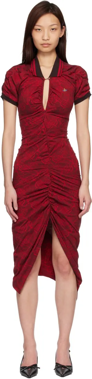 VIVIENNE WESTWOOD Ruched Orb Embroidered Midi Dress - Doodle Ball