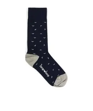 Emporio Armani Crew Socks With Logo Pattern - Black