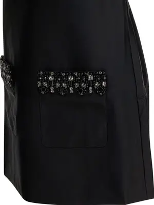 SELF-PORTRAIT Embellished Trim Mini Taffeta Dress - Black