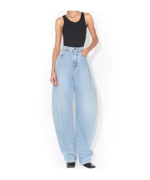Alaïa Round Barrel Leg Jeans - Light Blue