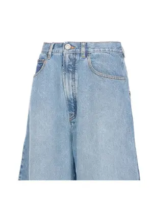 Alaïa Round Barrel Leg Jeans - Light Blue