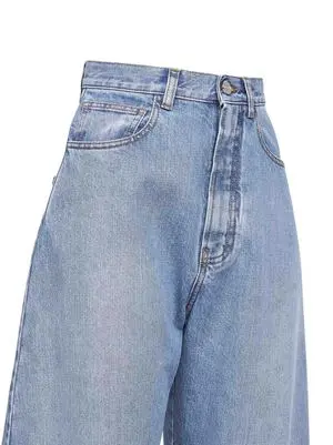 Alaïa Round Barrel Leg Jeans - Light Blue