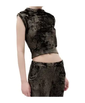 AYA MUSE Ribbed Knit Cropped Tank Top - Cocoa