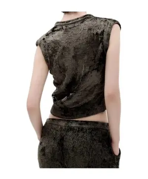 AYA MUSE Ribbed Knit Cropped Tank Top - Cocoa