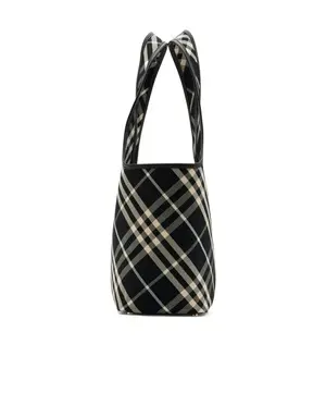Burberry Nova Check Top Handle Bag - Black/plain White