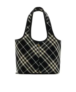 Burberry Nova Check Top Handle Bag - Black/plain White