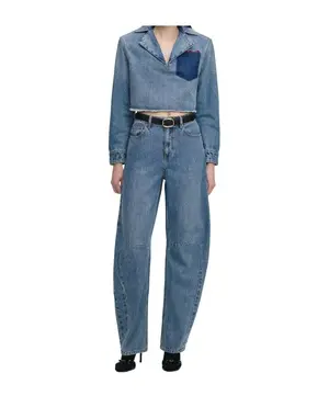 SELF-PORTRAIT Seam Detail Barrel Leg Jeans