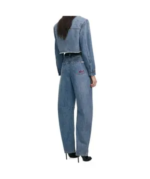 SELF-PORTRAIT Seam Detail Barrel Leg Jeans