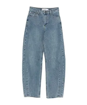 SELF-PORTRAIT Barrel Leg High Waisted Jeans - Blue