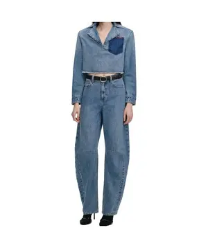 SELF-PORTRAIT Barrel Leg High Waisted Jeans