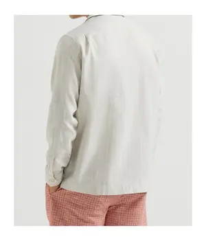 Brunello Cucinelli Jacquard Stripe Easy Fit Guayabera Shirt